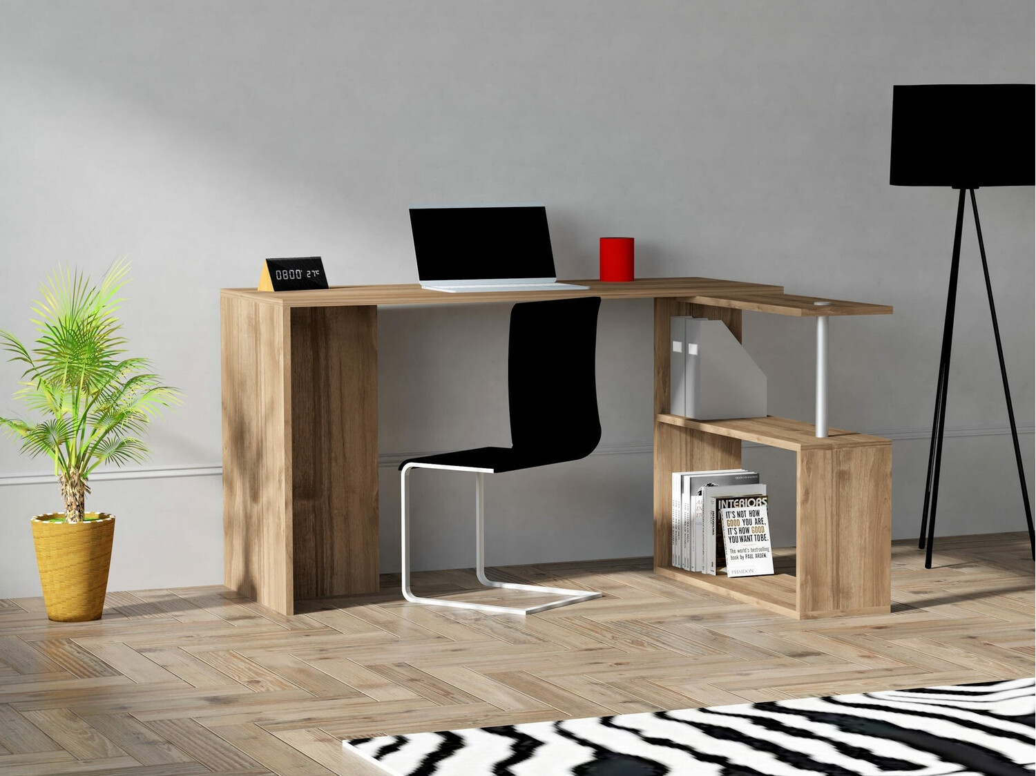 Kampinis darbo stalas Kailua 792 (Graikinis riešutas) - Darbo stalai ...